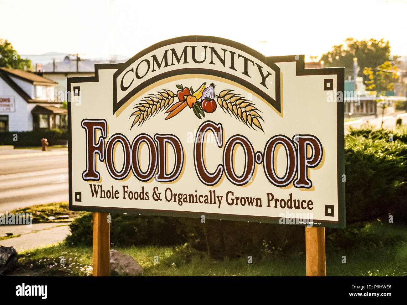 Sign for Community co-op farmer's market © Myrleen Pearson Stock Photo ...
