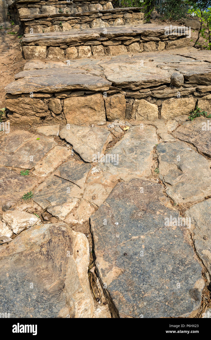 Natural stone steps - natural stone steps and walkway Stock Photo - Alamy