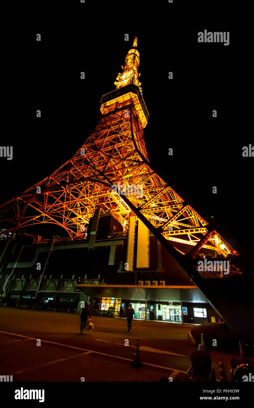 Night light of tokyo tower, communications and the great observation ...
