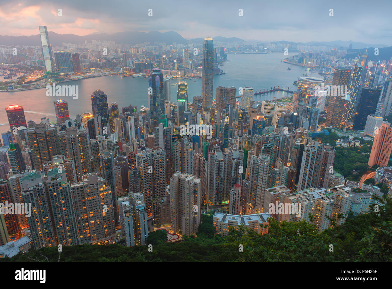 Hong kong island skyline aerial hi-res stock photography and images - Alamy