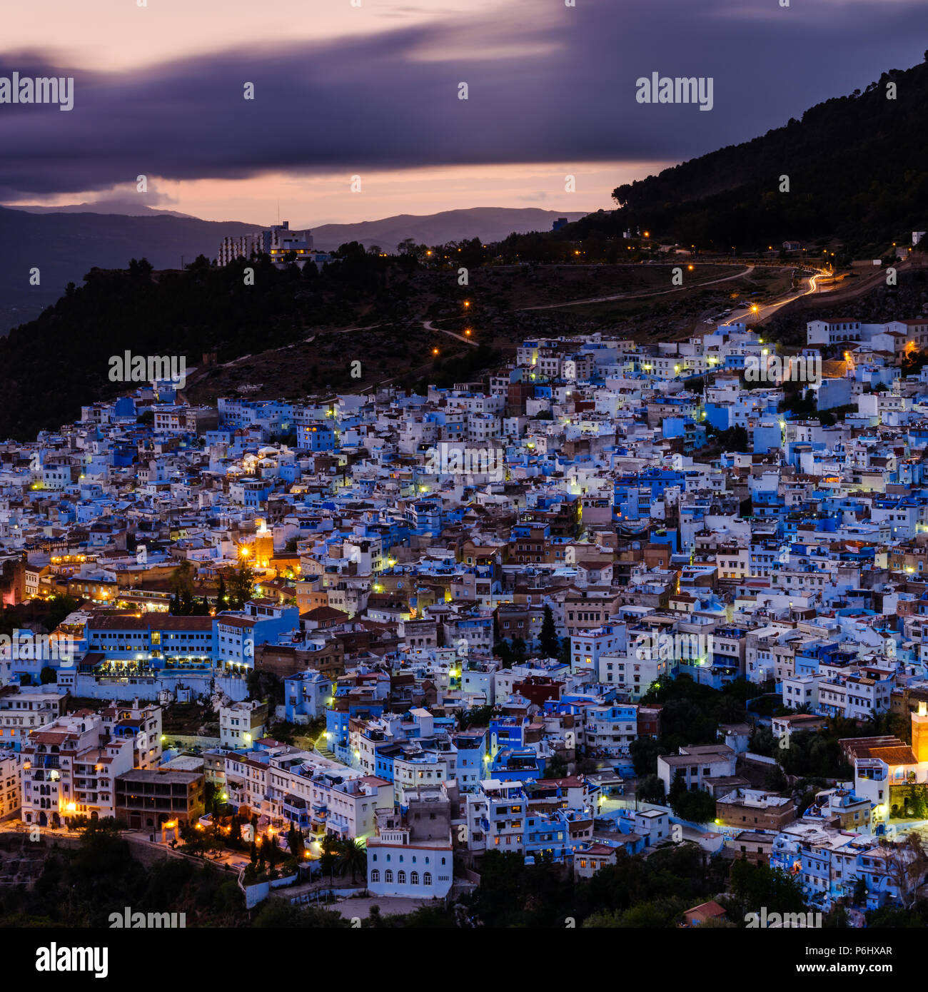 CHEFCHAOUEN, MOROCCO - CIRCA APRIL 2017: Sunset in Chefchaouen as seen ...