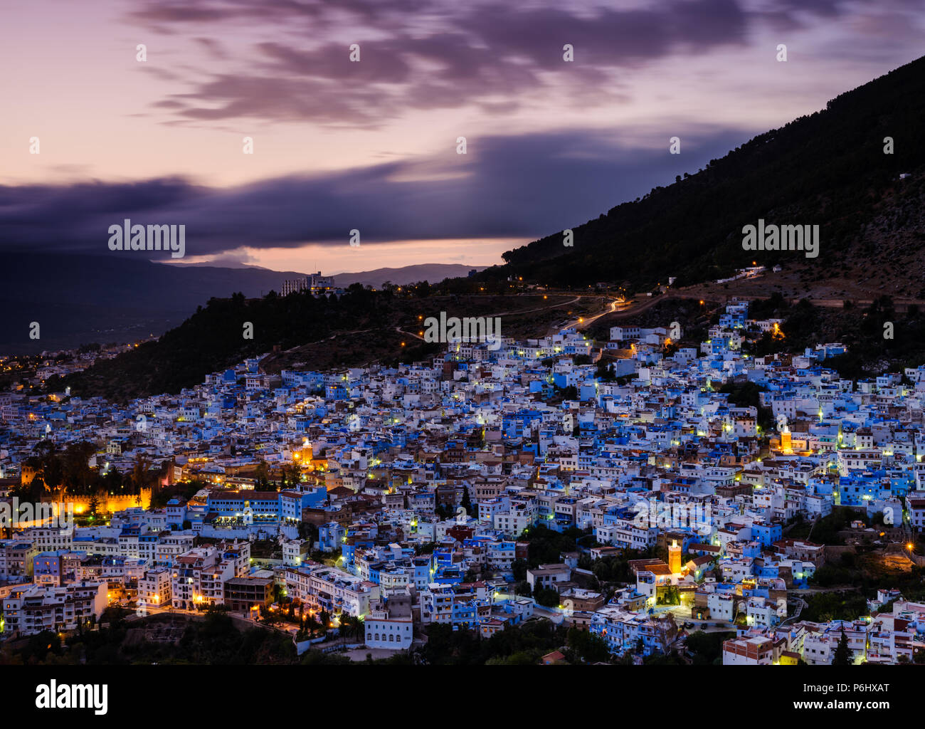 CHEFCHAOUEN, MOROCCO - CIRCA APRIL 2017: Sunset in Chefchaouen as seen ...