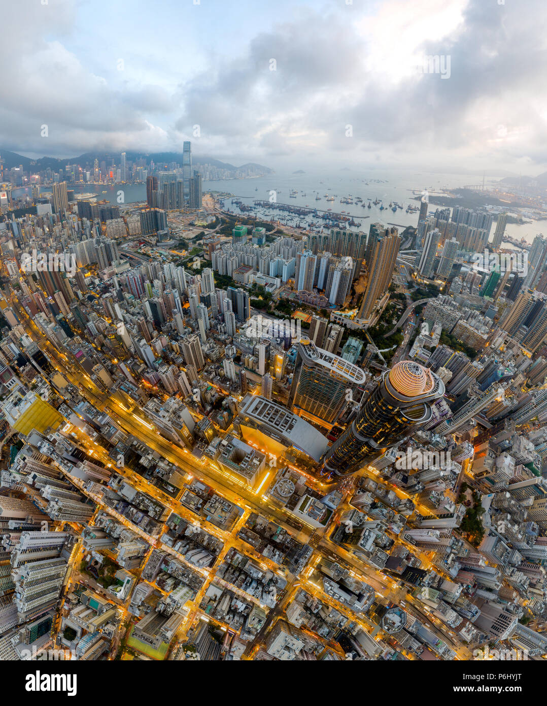 Aerial view panorama of Hong Kong and Kowloon City Stock Photo - Alamy