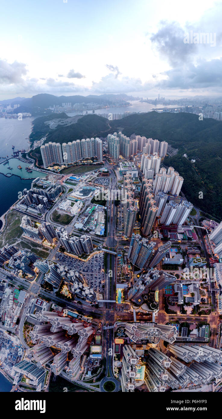 Aerial view panorama of Hong Kong and Kowloon City Stock Photo - Alamy