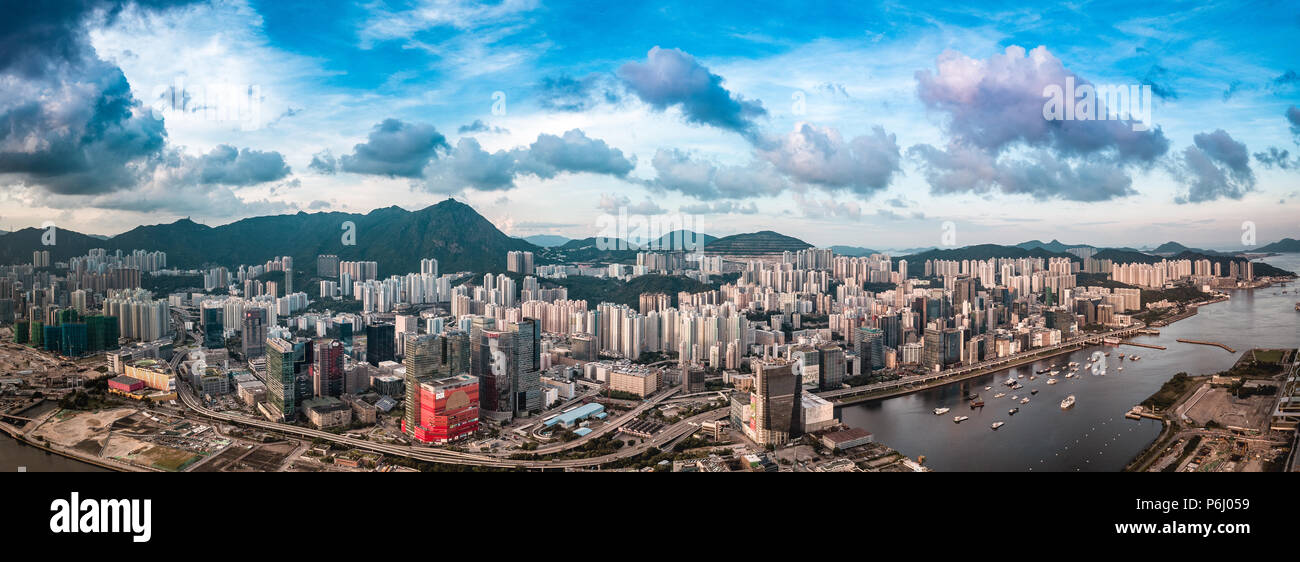 Aerial view panorama of Hong Kong and Kowloon City Stock Photo - Alamy