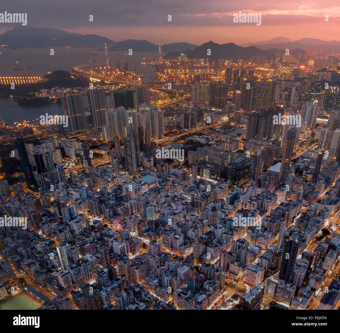 Aerial view panorama of Hong Kong and Kowloon City Stock Photo - Alamy