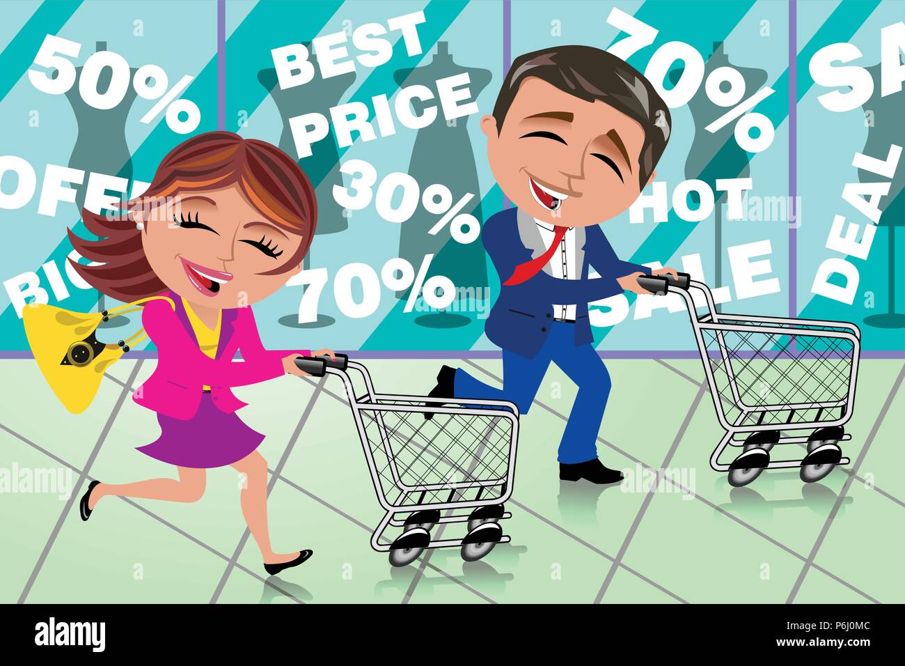 Woman shopping at empty mall Stock Vector Images - Alamy