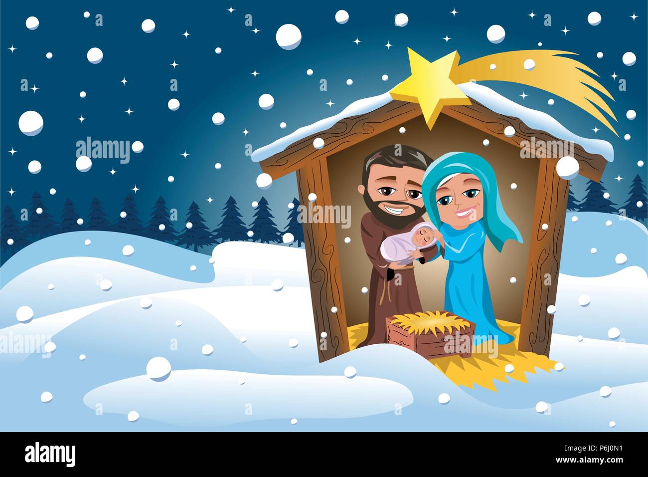 Christmas Nativity Scene Winter Snowy Stock Vector Image & Art - Alamy