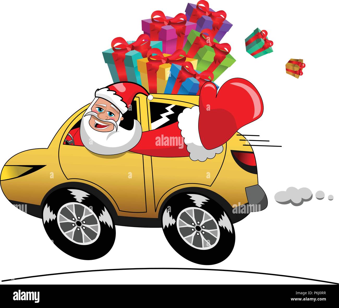 Man driving car in winter Stock Vector Images - Alamy