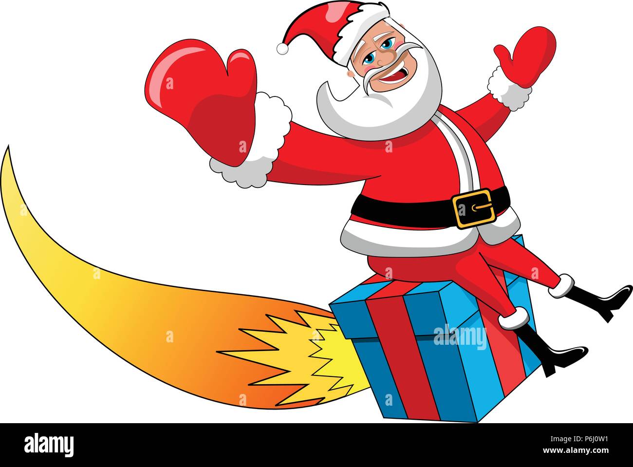 Santa Claus flying on Gift as rocket isolated Stock Vector Image & Art ...