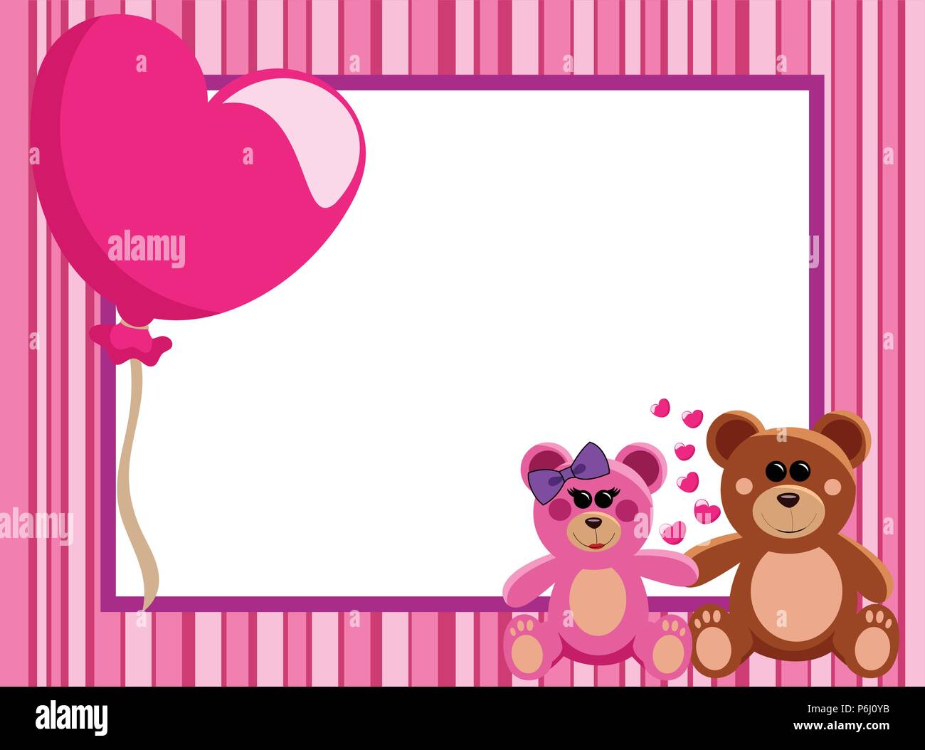 Valentine Love Frame or Border with a couple of teddy bears in love ...