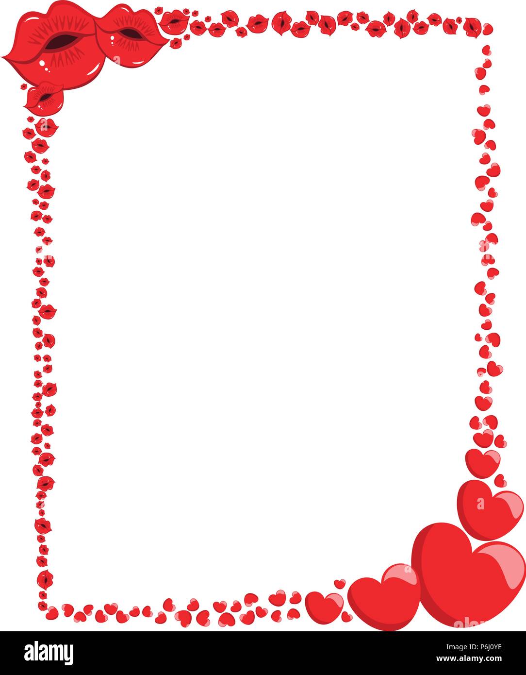 Decorative Valentine Love Hearts and kisses Frame or Border Stock ...