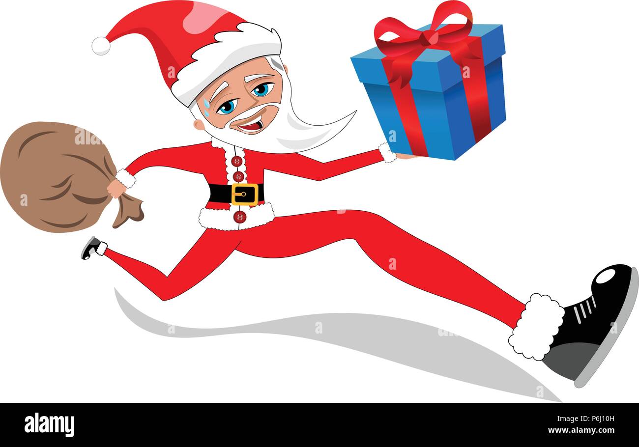 Cartoon smiling santa claus running Stock Vector Images - Alamy