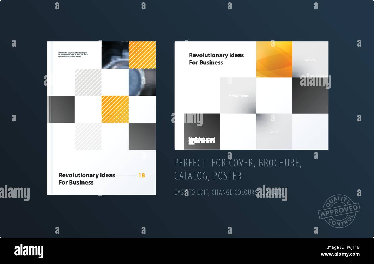 Brochure design rectangular template. Colourful modern abstract set ...