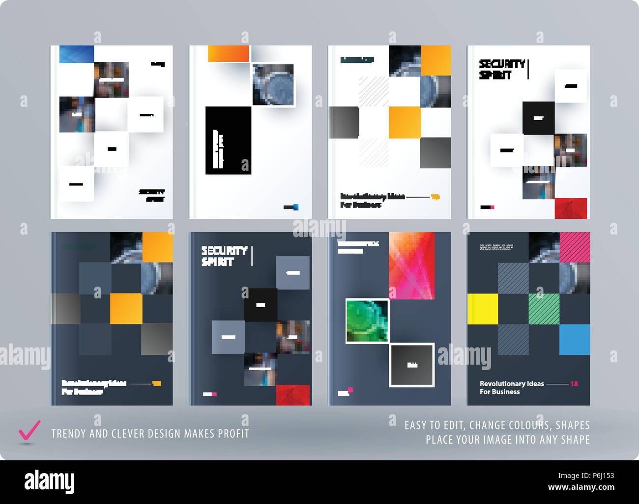 Brochure design rectangular template. Colourful modern abstract set ...