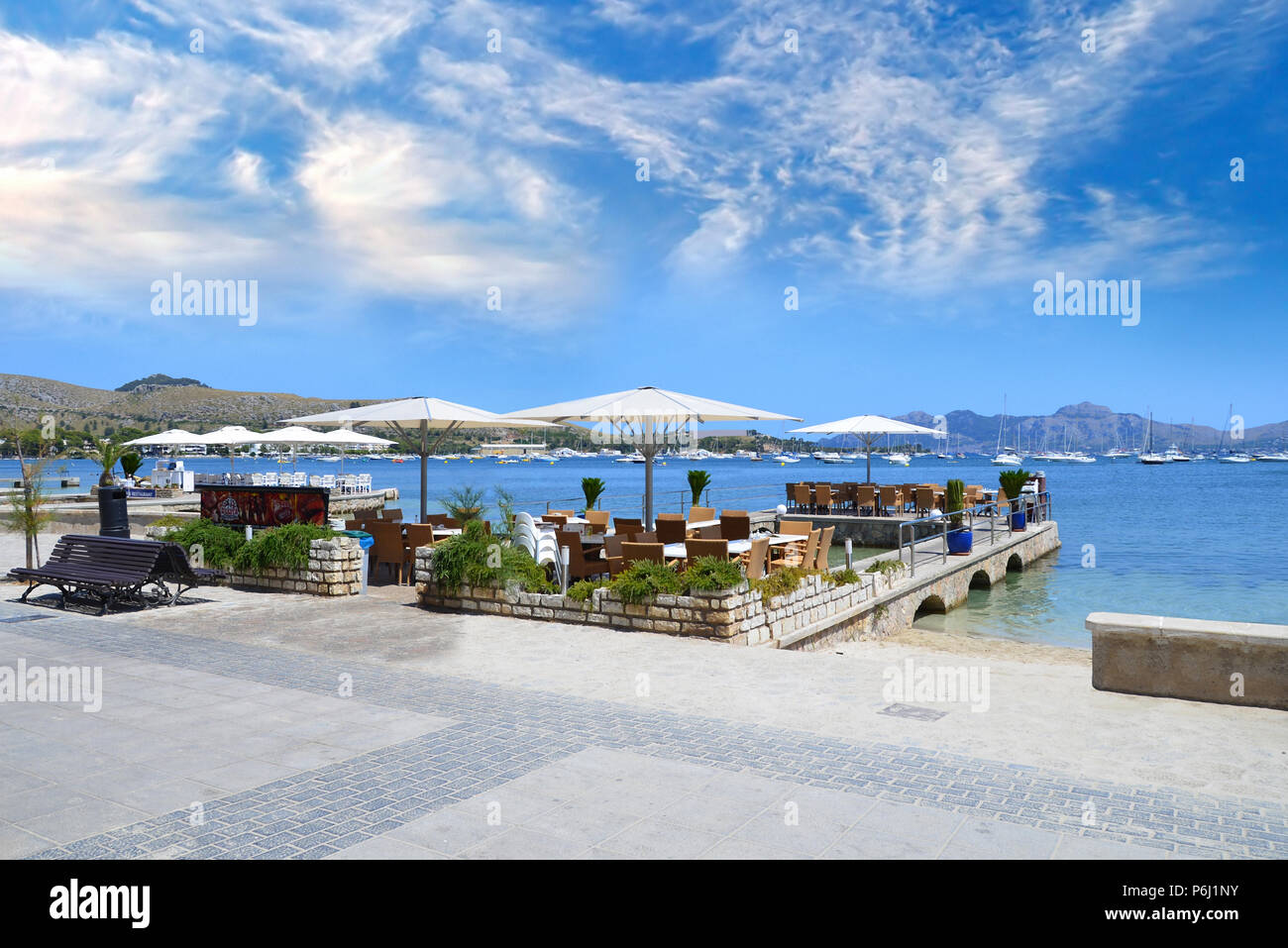 Restaurants in Port de Pollenca Stock Photo - Alamy