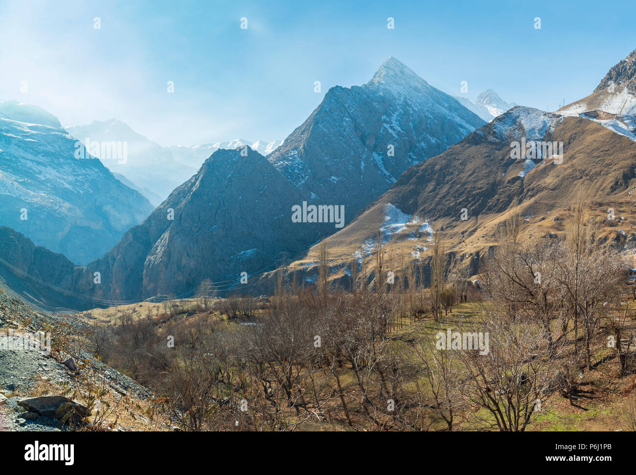 Mountain peaks in spring season Stock Photo - Alamy