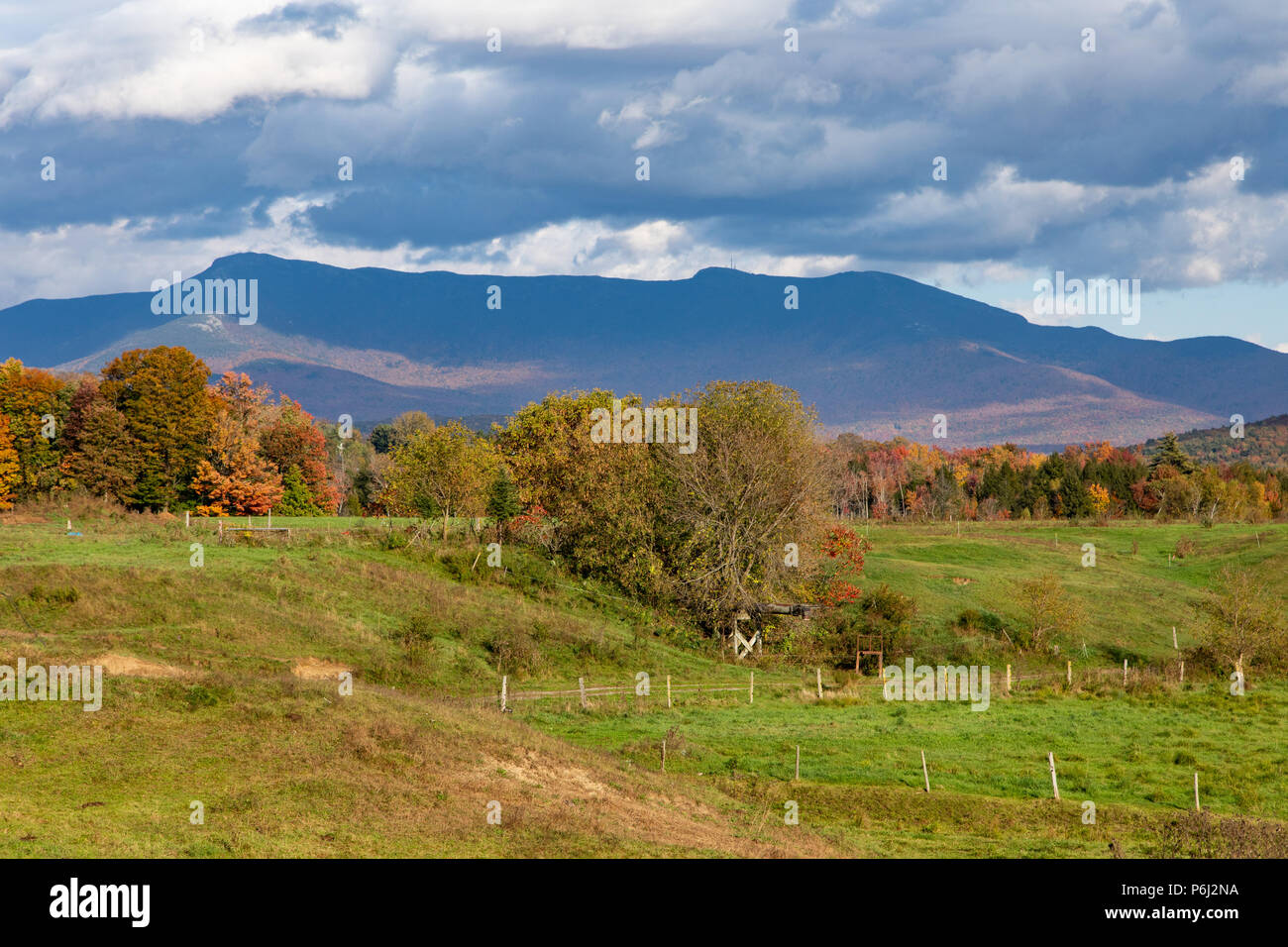 Mount Mansfield Vermont and Autumn Trees Stock Photo - Alamy