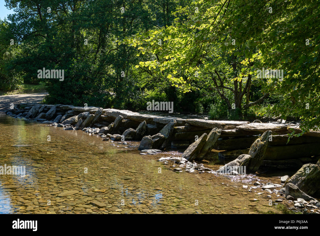 Tarr Steps Somerset England June 27, 2018 Ancient clapper bridge across ...