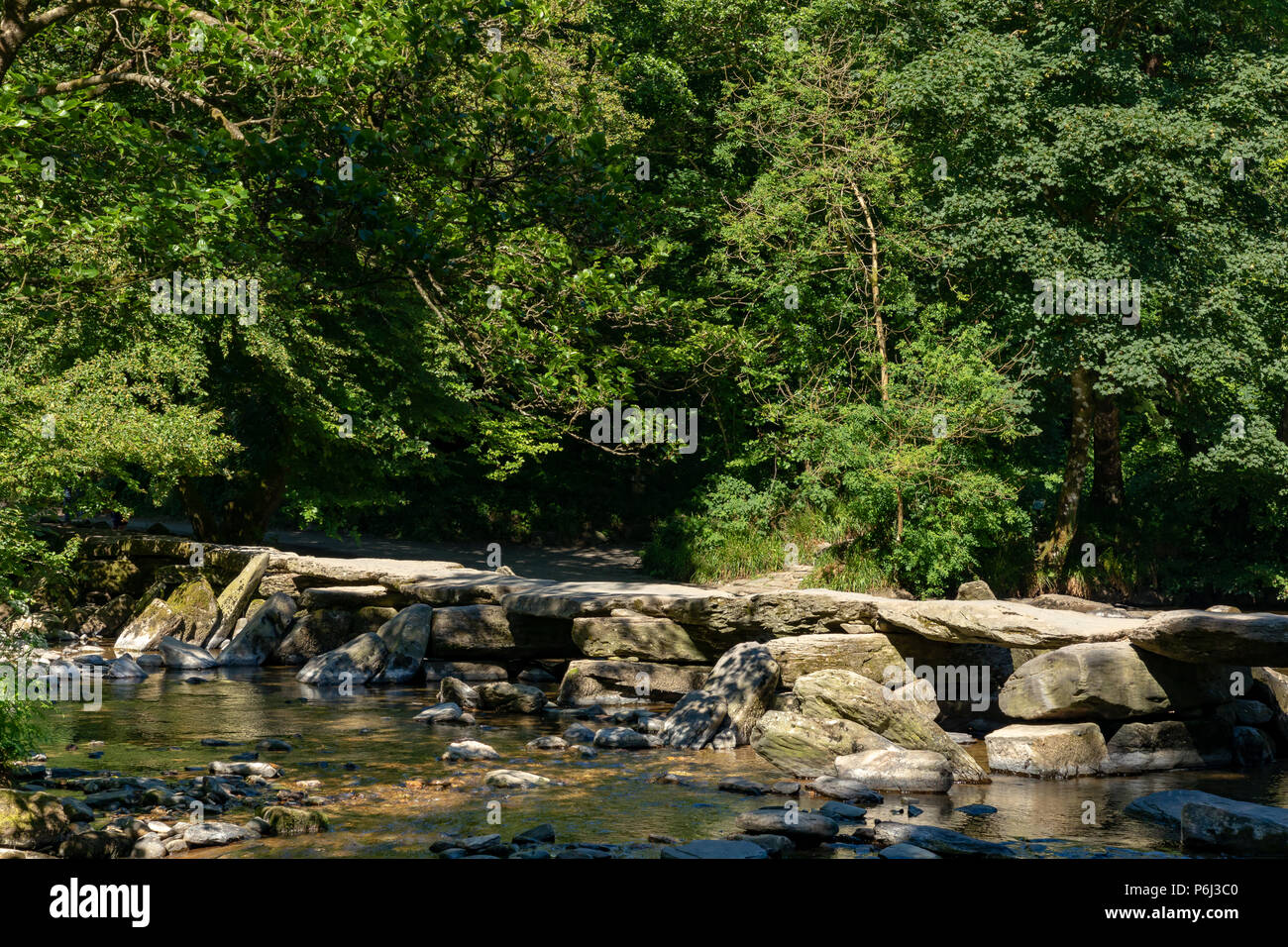 Tarr Steps Somerset England June 27, 2018 Ancient clapper bridge across ...