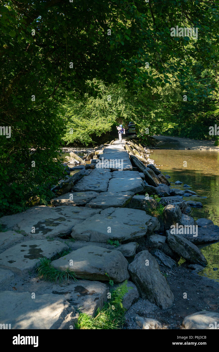 Tarr Steps Somerset England June 27, 2018 Ancient clapper bridge across ...