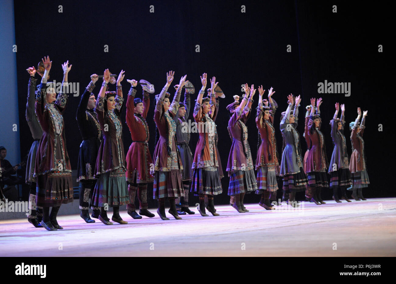Dancers performing native Georgian dance on stage. Sukhishvili, The ...