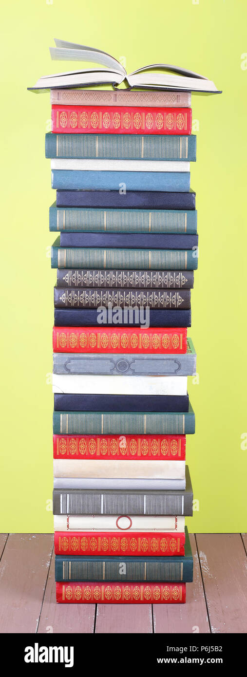 Science and education - skyscraper pile group of colorfull books one ...