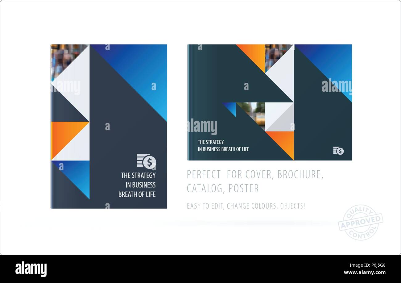 Brochure design triangular template. Colourful modern abstract set ...