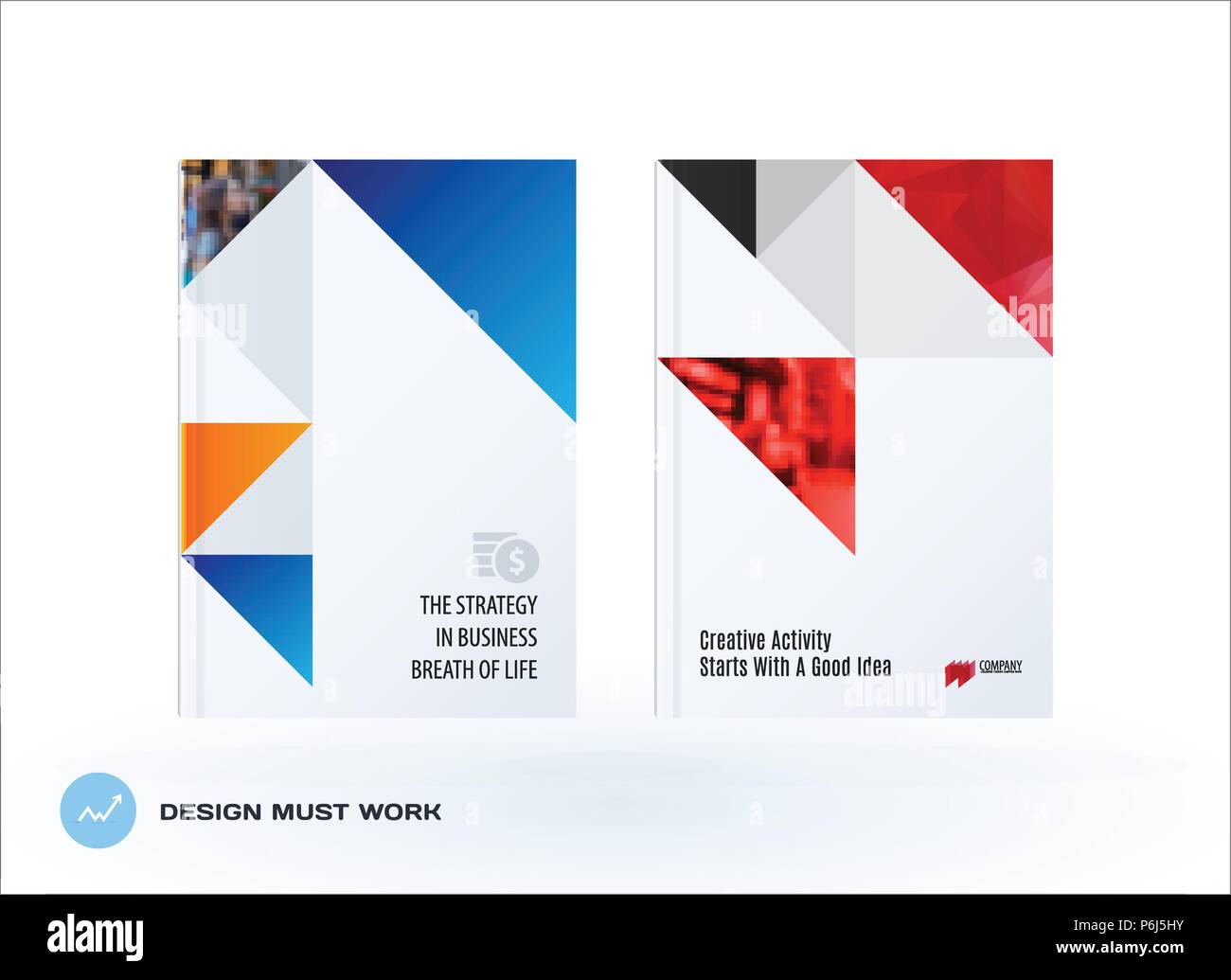 Brochure design triangular template. Colourful modern abstract set ...