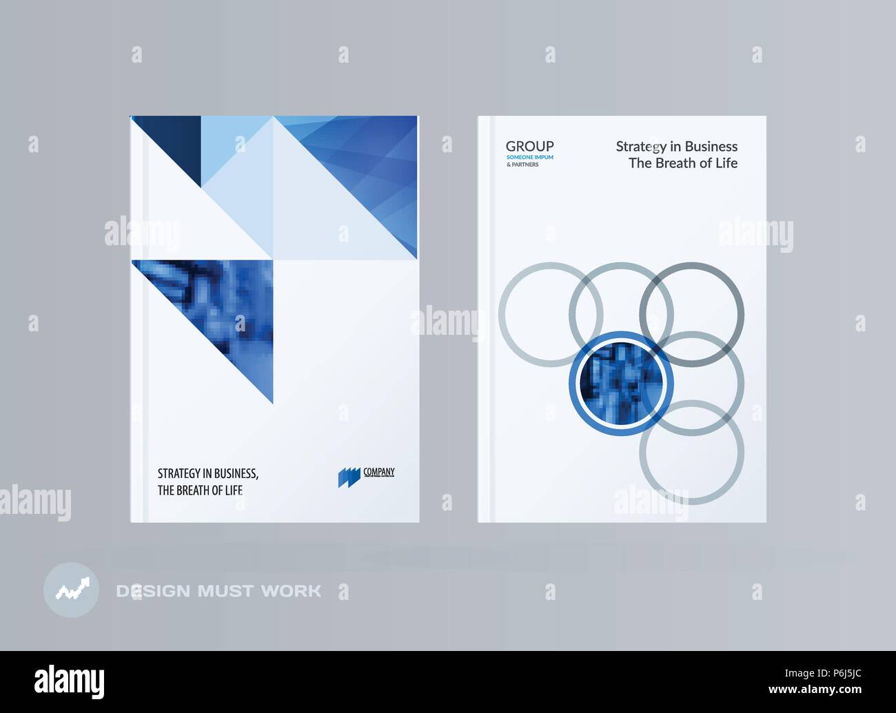 Brochure design triangular template. Colourful modern abstract set ...