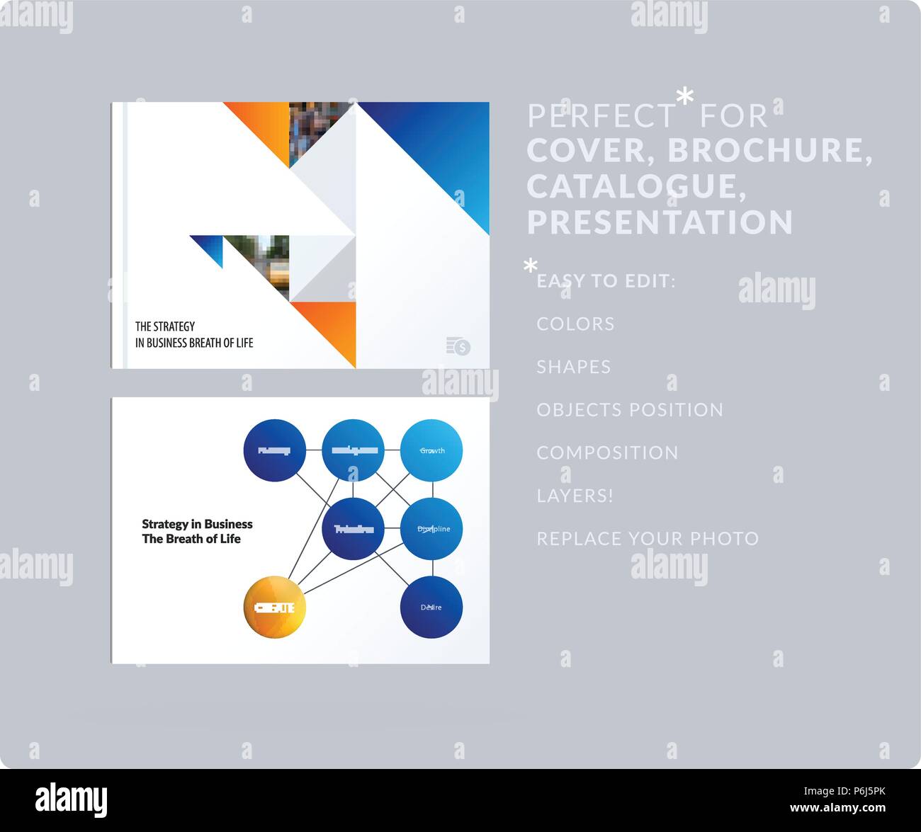 Square design presentation template with colourful triangles and ...
