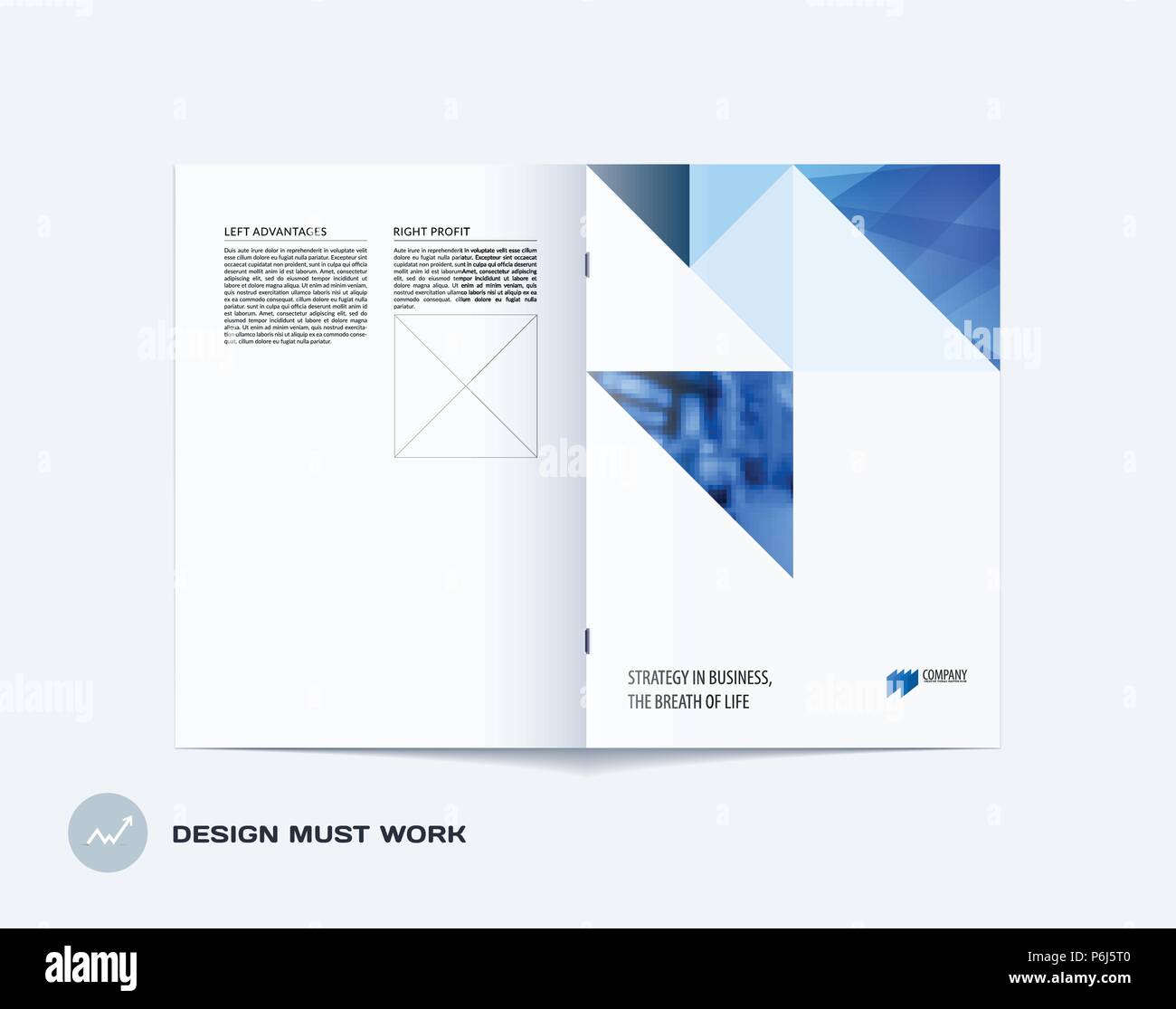 Abstract double-page brochure design triangular style with colourful ...