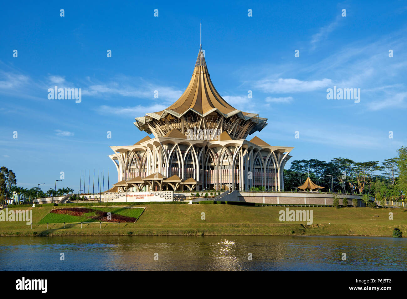 Sarawak State Assembly building and Sarawak River Kuching Sarawak ...
