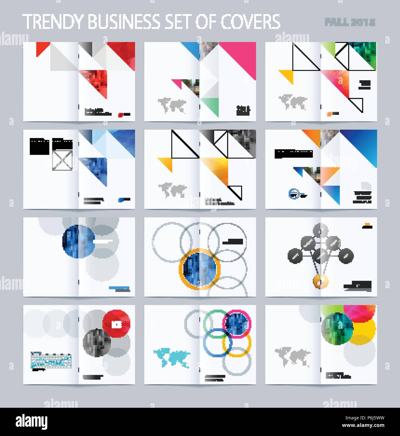 Abstract double-page brochure design triangular style with colourful ...