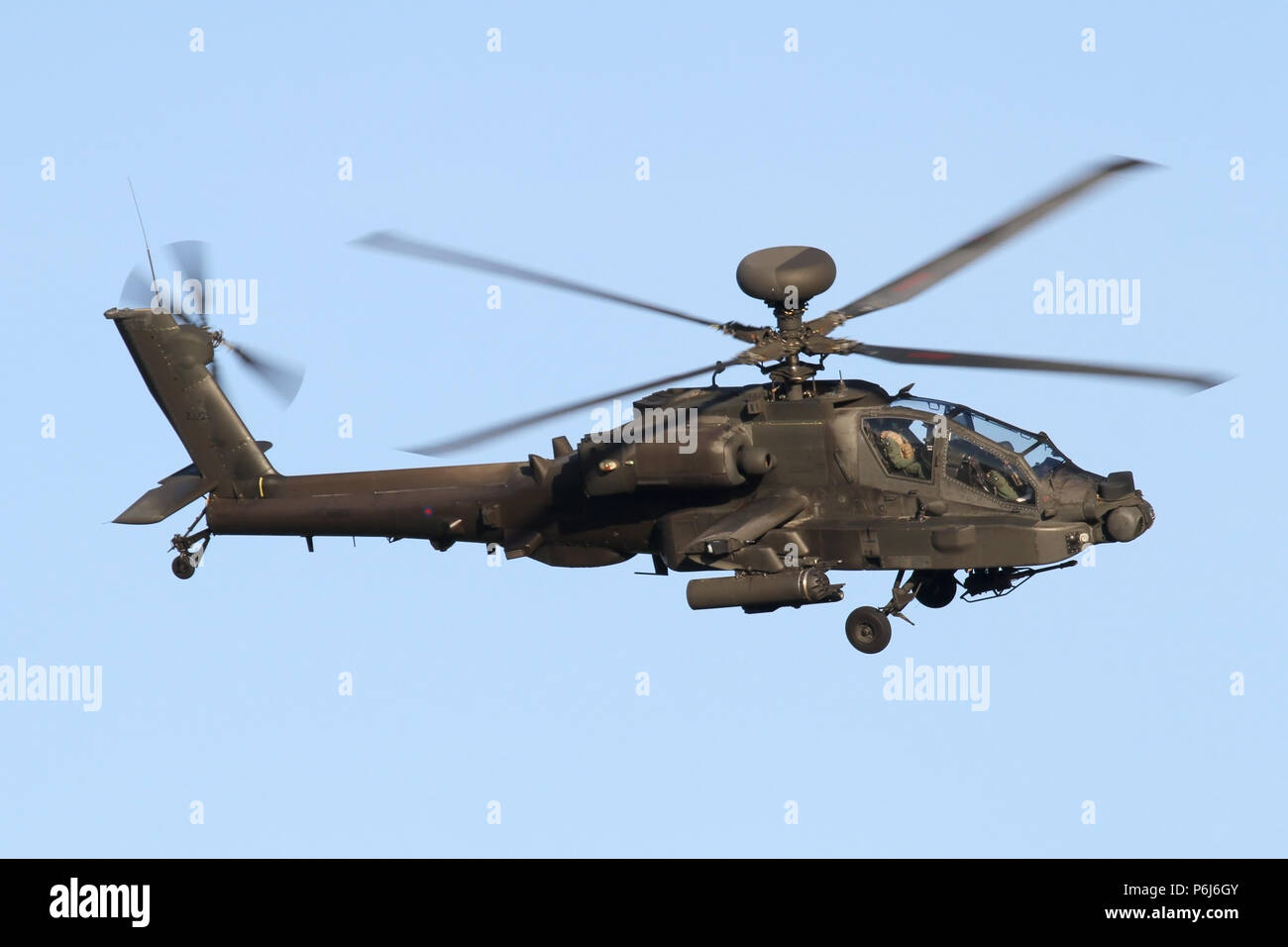 Army Air Corps Apache AH1 attack helicopter on the approach into it's ...