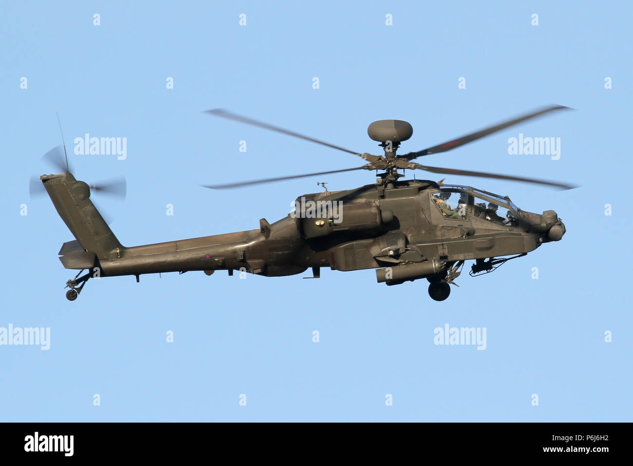 Army Air Corps Apache AH1 attack helicopter on the approach into it's ...