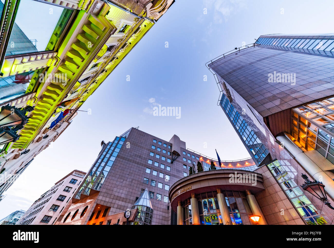 Contemporary building of Hotel Corvinus Kempinski on Fashion street, a ...