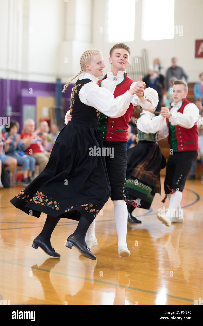 Stoughton, Wisconsin, USA - May 19, 2018 The Stoughton Norwegian ...