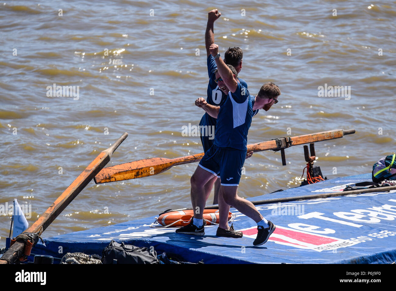 Thames Historic Barge Race. Rowers row large 30 ton barges from ...