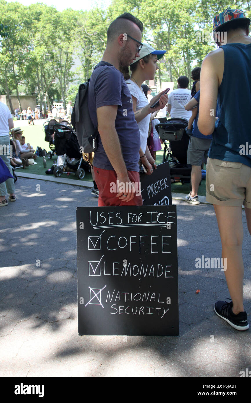 New York, New York, USA. 30th June, 2018. Family separation protestors ...