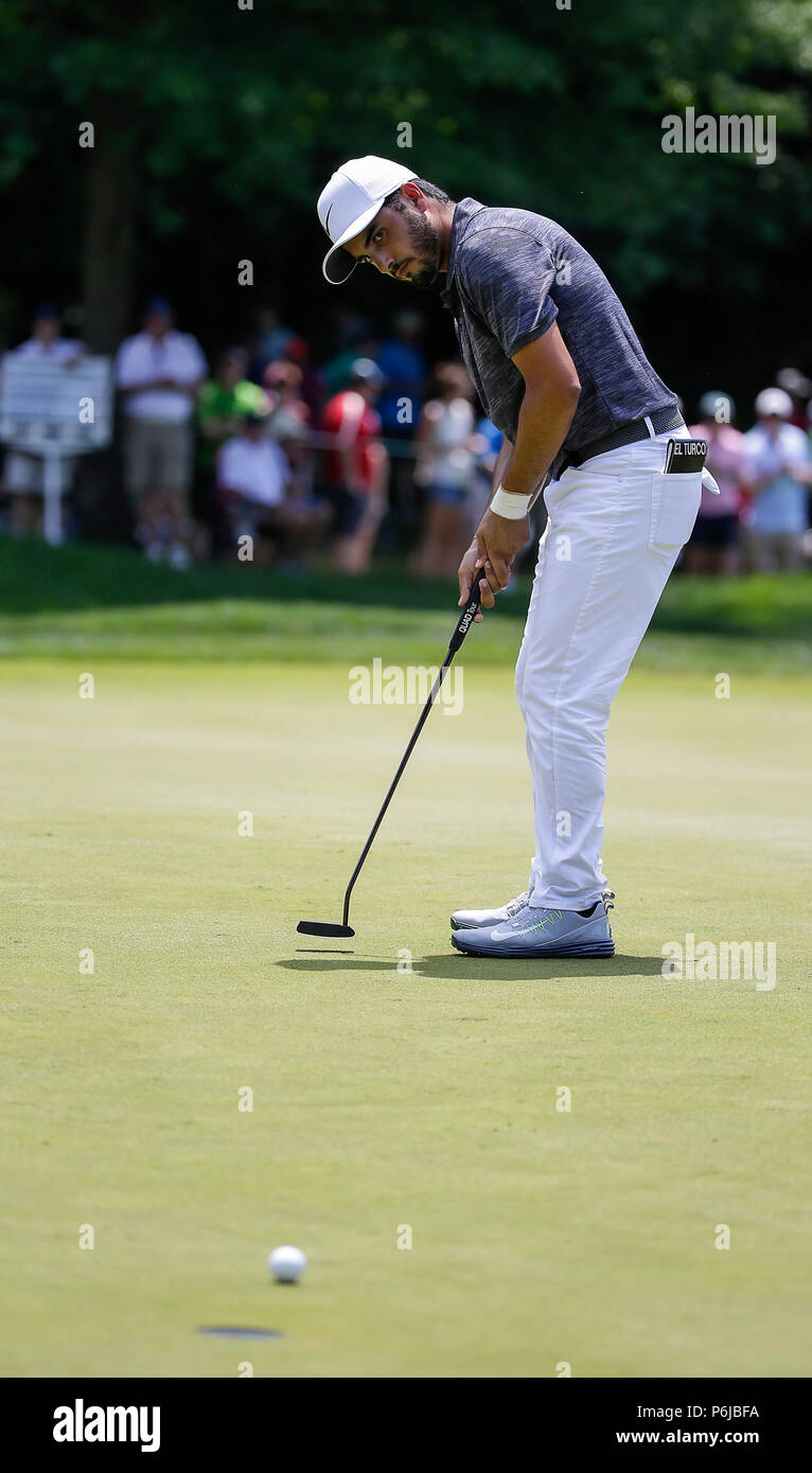 Potomac, MD, USA. 30th June, 2018. Abraham Ancer putts on the 2nd green ...