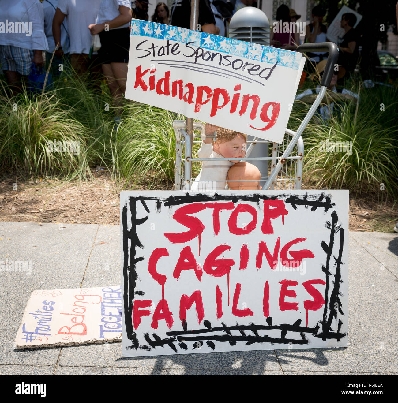 Los Angeles, USA. 30th Jun, 2018. Protest signs at "Keep Families ...
