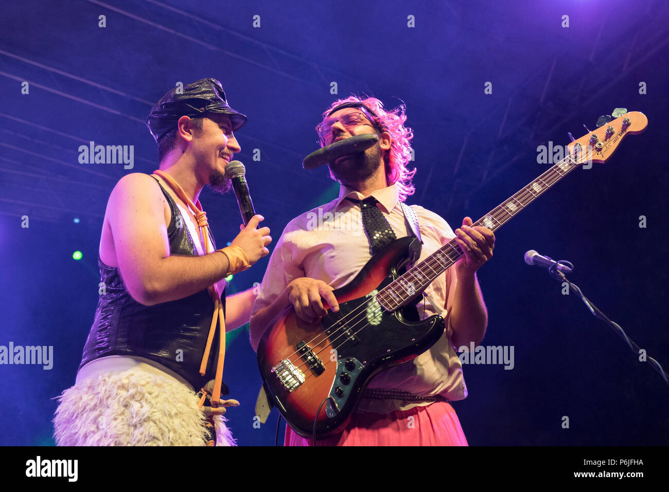 Bergamo, Italy - June 29, 2018: The Italian comedy heavy metal band ...
