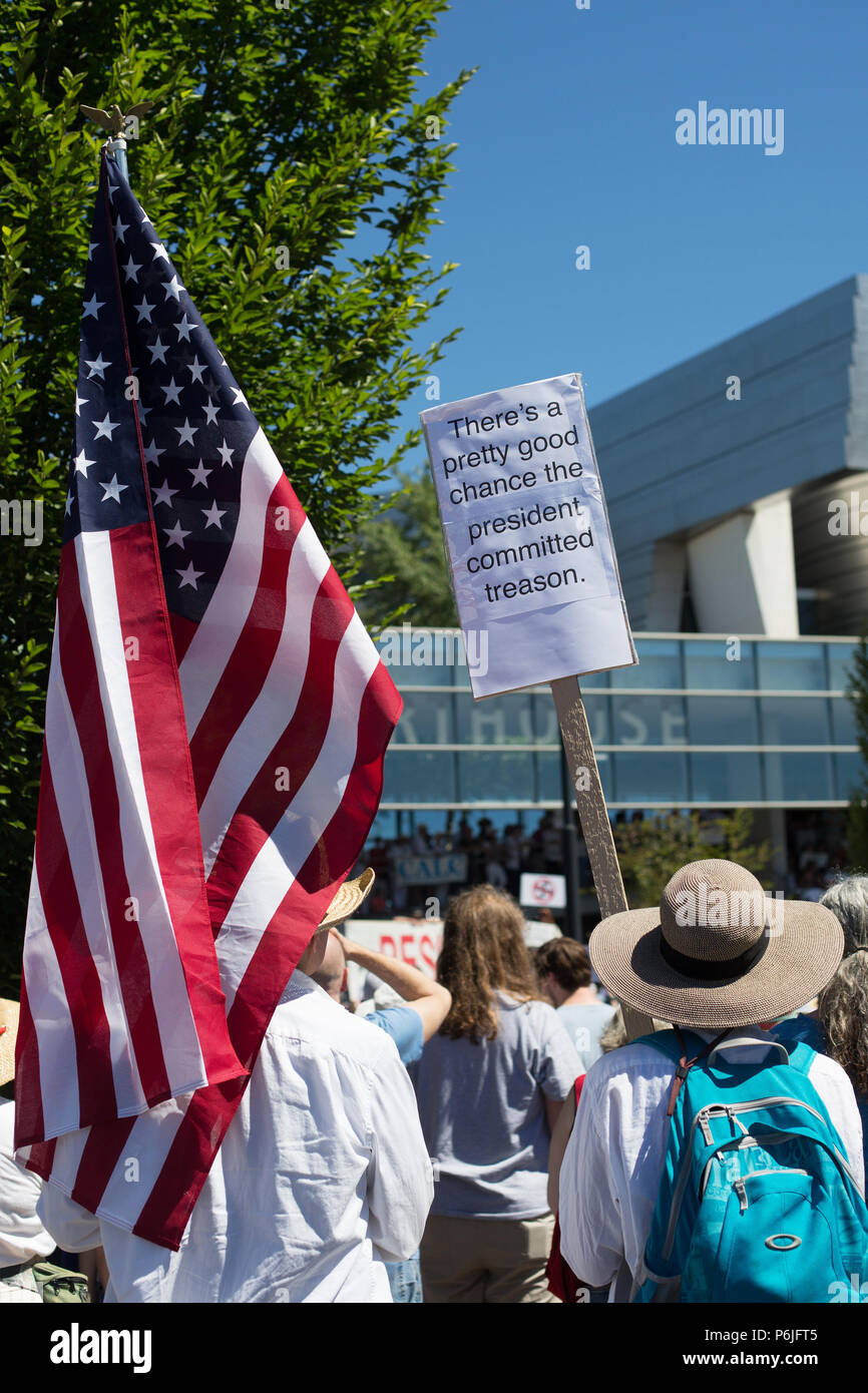 Eugene, Oregon, USA. 30th June, 2018. Citizens rally to protest the ...