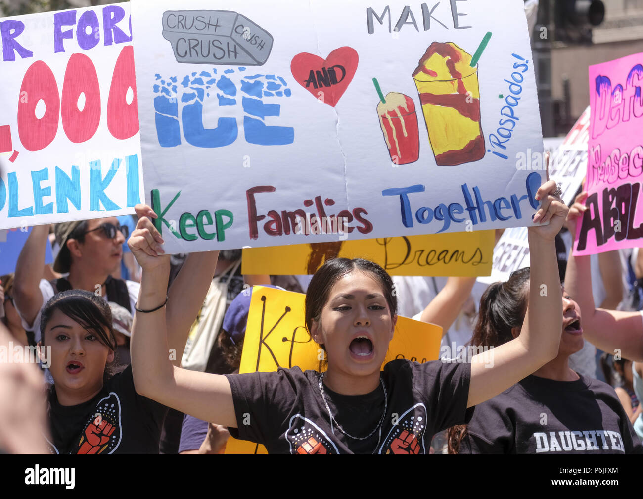 Los Angeles, California, USA. 30th June, 2018. Demonstrators march ...