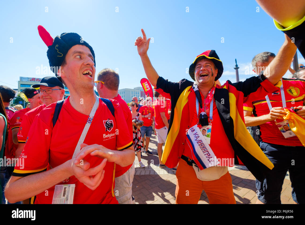 Football fans support teams on the street of the city on the day of the ...