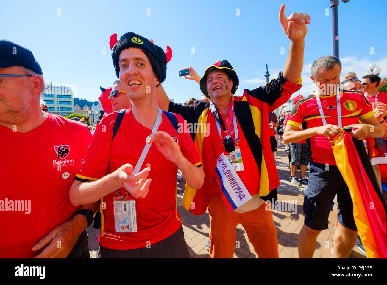 Football fans support teams on the street of the city on the day of the ...