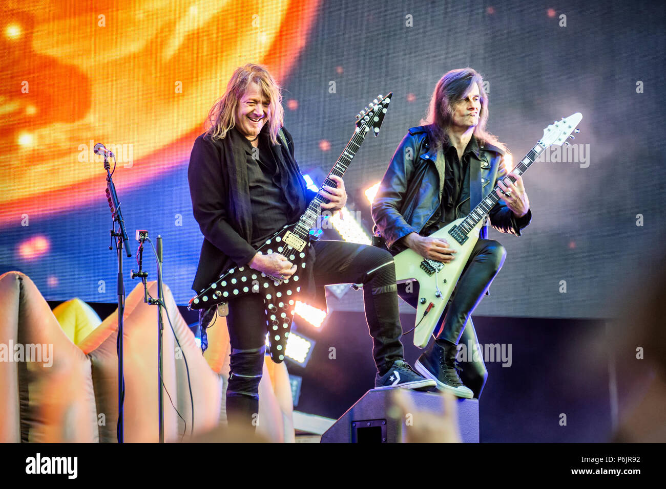 Norway, Halden - June 22, 2018. The German speed metal band Helloween ...