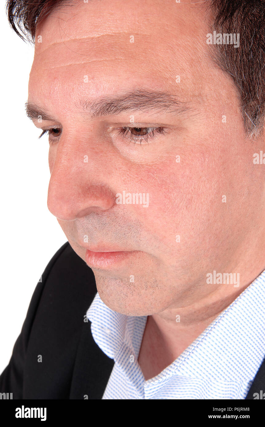A close up image of a handsome middle age man in a suit, looking ...