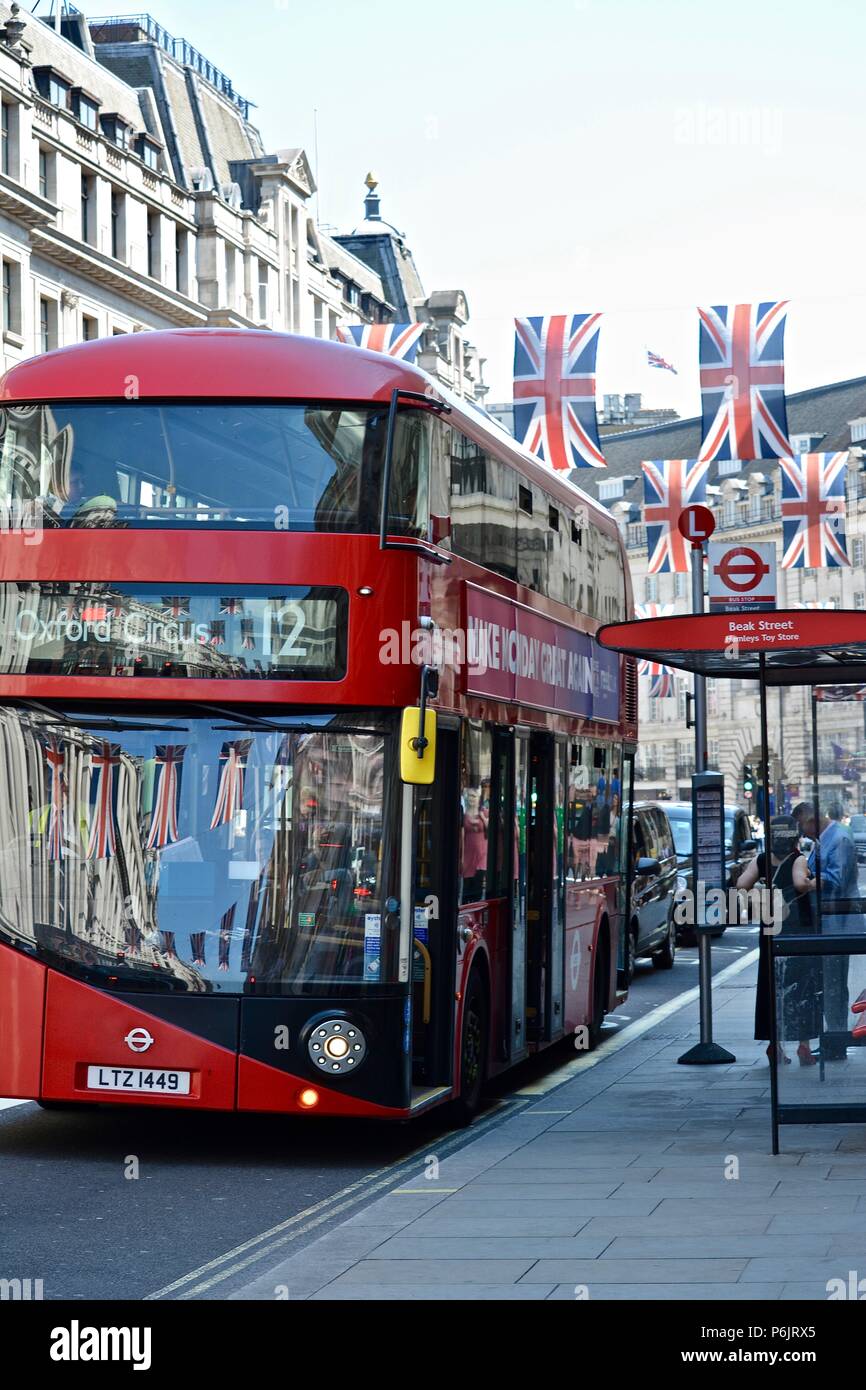 Iconic London red double decker bus, London, United Kingdom Stock Photo - Alamy